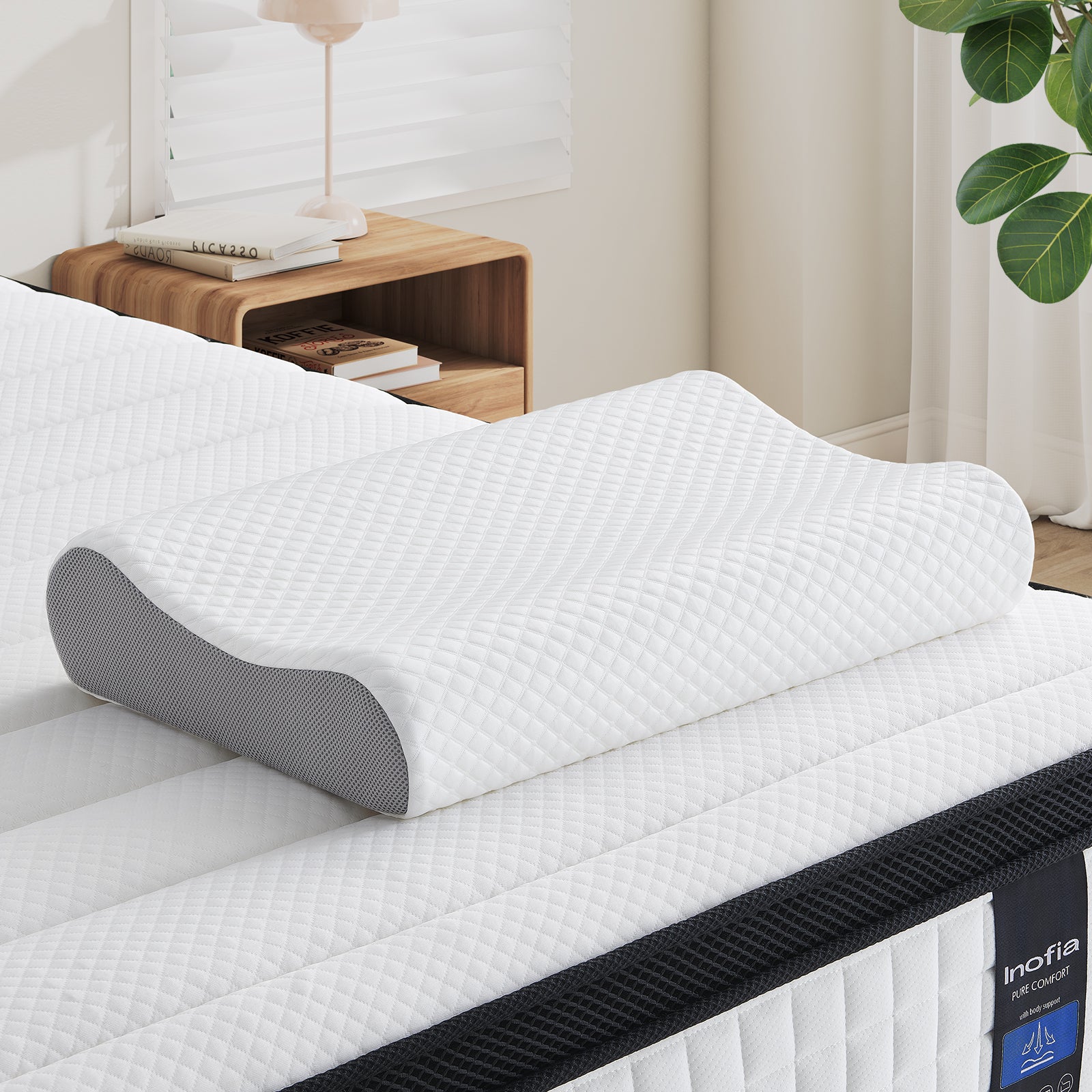 12 inch Queen Size Inofia Hybrid Mattress with Waterproof Bamboo Mattress Protector